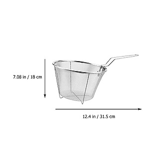 JUNXIAN Deep Frying Basket 2 Pack Stainless Steel Fry Basket Kitchen Chicken Basket Chip Fryer Kitchen Cooking Accessories Frying Net(31.5X18X11cm-2pcs)