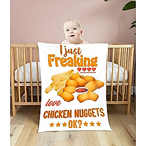 I Just Freaking Love Chicken Nuggets Ok？ Flannel Blanket Cozy Soft and Fleece Throw Blankets for Adult Kids Couch Bed Sofa All Seasons Microfiber Decor Gifts 40"x30"for Pets