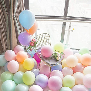 Latex Balloons Macaron Rainbow Party Balloons Thicken Round 5 Inch Glossy Helium Candy Pastel Balloons for Birthday Wedding Engagement Anniversary Christmas Festival Party Decorations 200 Pack