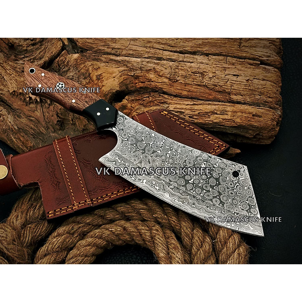 Damascus Cleaver Knife, Meat Cleaver, Butcher Knife for Meat Cutting 12" Handmade Full Tang Cleaver for Meat Vegetables Cutting 0199