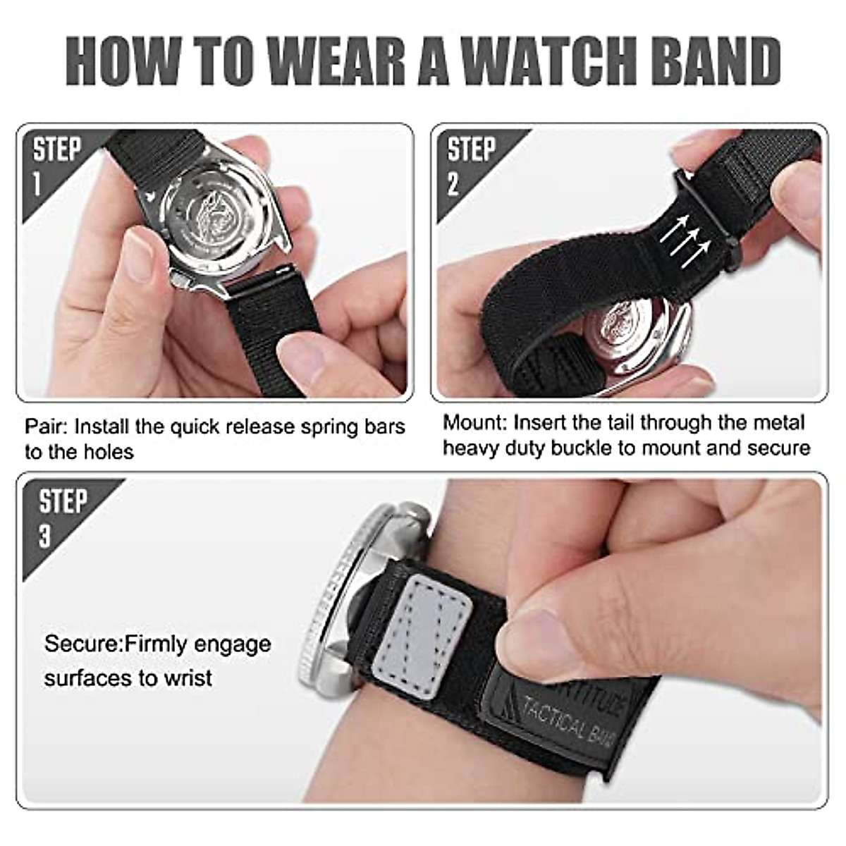 Ritche Nylon Sport 22MM Quick Release Watch Band for men women,Replacement Timex Watch bands Black