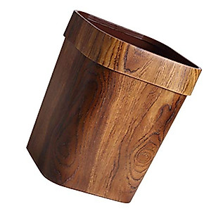 LIFKOME Office Decor Garbage Containers Wood Trash Can Wastebasket Rustic Garbage Container Bin Rubbish Bin for Bathroom Bedroom Kitchen Home Office (L Size 14 L) Kitchen Waste Bins Plastic Bins