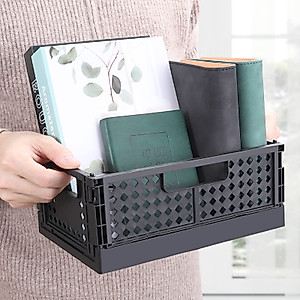 senbowe 4 Pack Plastic Foldable Storage Basket for Shelf Organizer, Stacking Collapsible Storage Crate Container Bin for Desk, Home, Kitchen, Bedroom, Classroom, Office, Bathroom (9.4 x 6.2 x 3.7”)