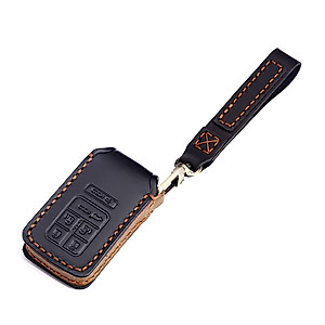 SANRILY Leather Key Fob Case, Blue - Premium Crazy Horse for Honda Odyssey 7 Buttons Smart Key 2018-2022 Keyless Protection, Unisex Accessory