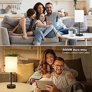 Small Bedroom Lamps 3 Color Temperatures - 2700K 3500K 5000K Bedside Lamps with USB C and A Ports, Pull Chain Table Lamps with AC Outlet, White Nightstand Lamps with Black Metal Base for Kids Reading