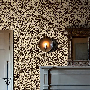 Simon&Siff Leopard Peel and Stick Wallpaper 17.3"x60" Black/Brown Vintage Animal Removable Wallpaper Renter Friendly Waterproof Modern Contact Paper for Bedroom Bathroom Cabinet