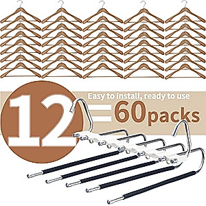 12 Pieces Pants Metal Hangers Organizer Space Saving 5 Layers Stainless Steel Pants Rack Non Slip Clothes Hanger Closet Organizer with Hooks for Trousers Scarf Jeans Skirts
