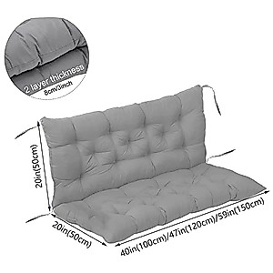AvgnLxqe Swing Replacement Cushions 2-3 Seater Patio Swing Cushion with Backrest Waterproof Bench Cushion Loveseat Thick Garden Seat Cushion for Outdoor Patio Backyard Furniture (White 39.3x39.3in)
