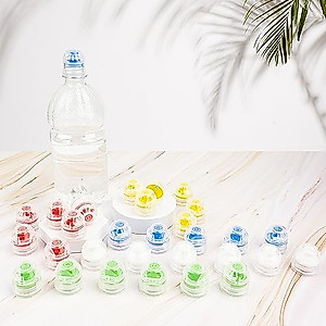 Amviner 30PCS 28mm Push Pull Cap, Replacement Water Bottle Flip Tops with Seal Tab for Smart Bottles or Soda Water Bottles