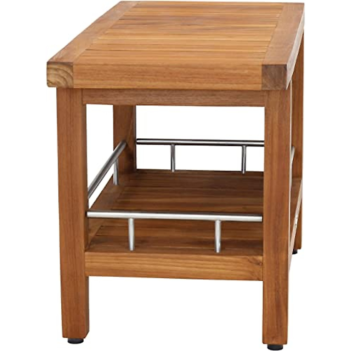 AquaTeak Patented 30" Spa Teak & Stainless Shower Bench with Shelf