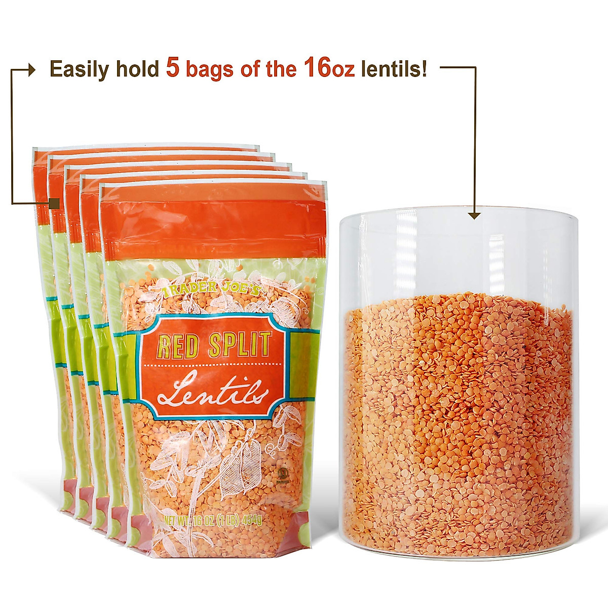 EcoEvo Glass Jars with Bamboo Lids, Glass Food Jars and Canisters Sets, Glass Flour Jar, Large Glass Canister with lids, Glass Flour Storage Container, Glass Pantry Jars, 100oz