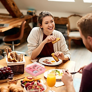 Leafiew 50 Pack Bakery Boxes - Small Dessert Boxes To Go - 5 Inch Paper Mini Cake Boxes, Clear Treat Boxes, Disposable Cookie Cake Slice Containers for Charcuterie, Strawberries, Baked Goods (Pink)