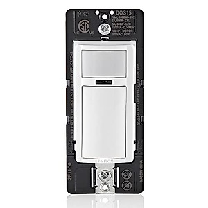 Leviton DOS15-1LZ Decora Occupancy Motion Sensor In-Wall Switch, Auto-On, 15A, Single Pole, Multi-Way or Multi-Sensor, White with Ivory, Light Almond Faceplates