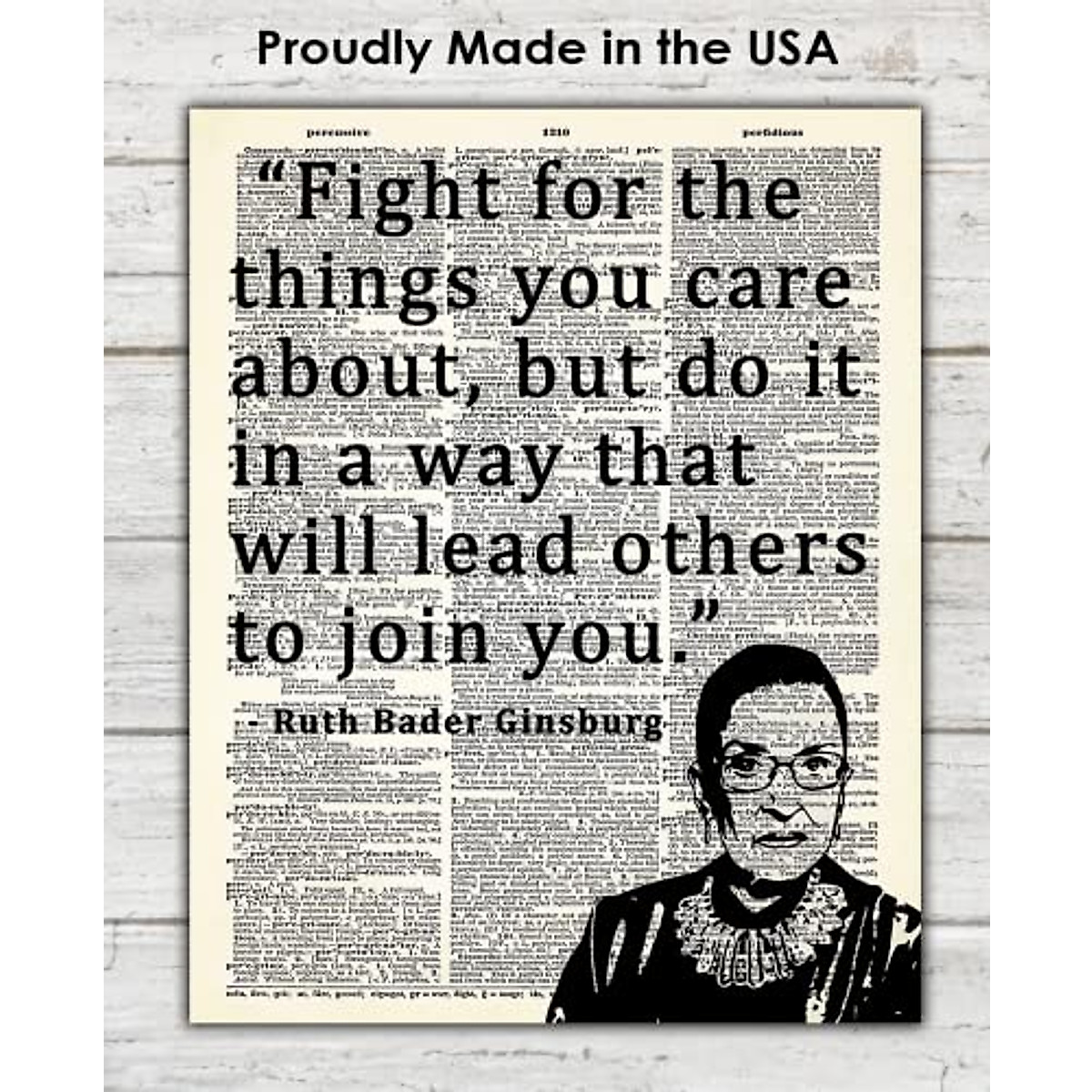 Inspirational Ruth Bader Ginsburg Wall Art "Fight for Things" 8x10 RBG Poster, RBG Wall Art & Motivational Wall Art, Positive Affirmations Wall Decor for Bedroom & Office Decor for Men &Women