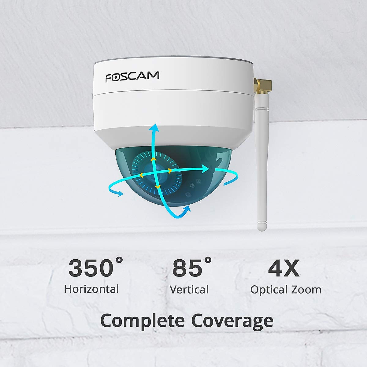 FOSCAM 4MP Outdoor Security WiFi Camera, 4X Optical Zoom PT Surveillance Dome Camera, Supports 2.4G/5G Dual-Band WiFi Connection, 66ft Night Vision, IK10, MicroSD Recording (128GB), White(VZ4)