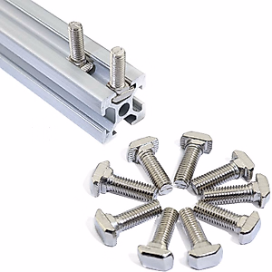 Metric M6 x 25mm Thread T Slot,Drop-in Bolt T-Bolt,Hammer Head Bolt,T Screw Stud for 3030 Series Standard 8mm T-Slot Aluminum Extrusion Profile,Carbon Steel Nickel Plated (3030 Series,40Pcs)