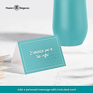 Tea Gift Sets for Tea Lovers Women and Men | Tea Gifts | Tea Gift Set | Tea Sets for Women | Stainless Steel Tumbler | 15 Unique Teas | 10 Honey Straws | Gift Box Tea Set (Teal)