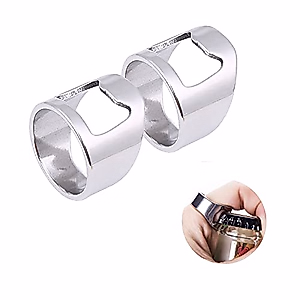 HUASAI Bottle Opener Ring for Men Bar Versatile Stainless Steel Ring for Party（Bottle Opener Ring 6）