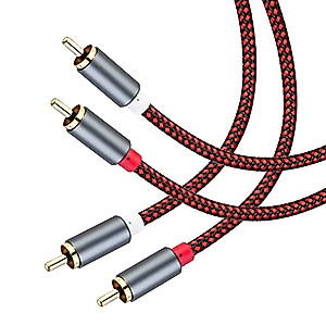GESSEOR RCA Cable 20 ft 2RCA to 2RCA Cable 2Rca Male to 2-RCA Male Audio Stereo Subwoofer Cable Nylon-Braided Auxiliary Audio Cord for Home Theater, HDTV, Amplifiers, Hi-Fi