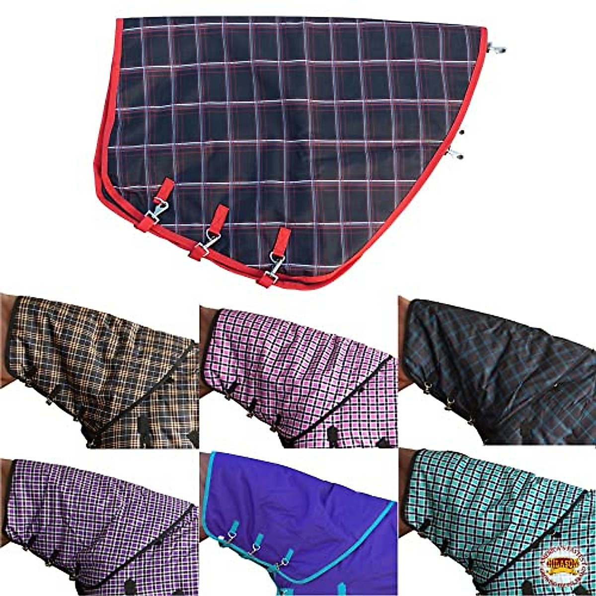HILASON MED 1200D Winter Waterproof Poly Turnout Horse Hood Neck Cover Plaid | Horse Blanket | Horse Blankets for Winter Waterproof | Horse Turnout Blanket | Horse Turnout