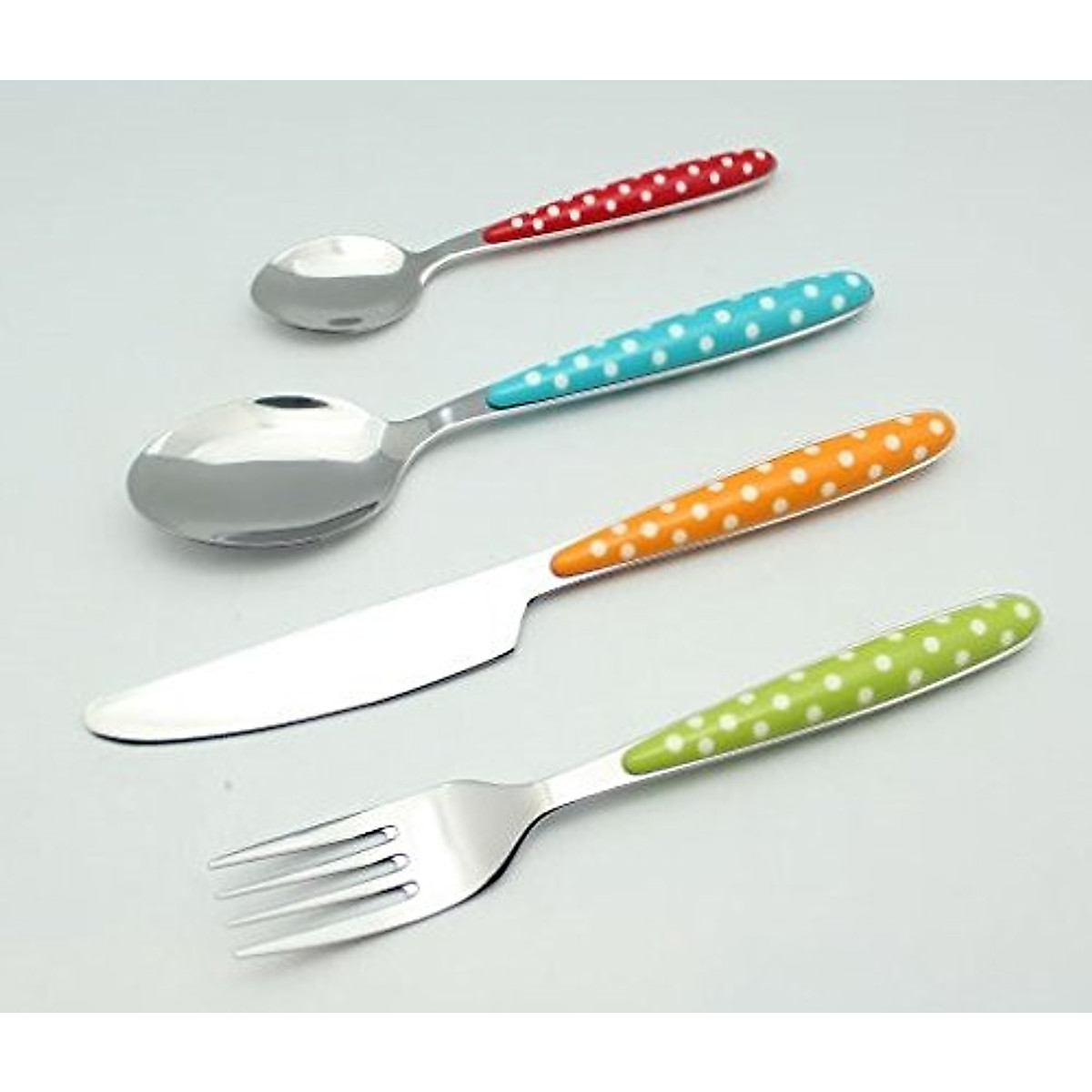 ANNOVA 24PCS Flatware Set - Stainless Steel Silverware/Cutlery with Color Handles - 6 x Dinner Forks, 6 x Dinner Knives, 6 x Dinner Spoons, 6 x Dessert Spoons - Service for 6 (Mix Color)