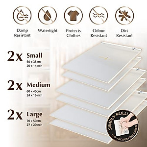 GENIE SPACE - Incredibly Strong Premium Space Saving Roll Up Bags | Variety 6 Pack (2L+2M+2S) | Create 80% More Space | Ideal for Travel or Around The Home.