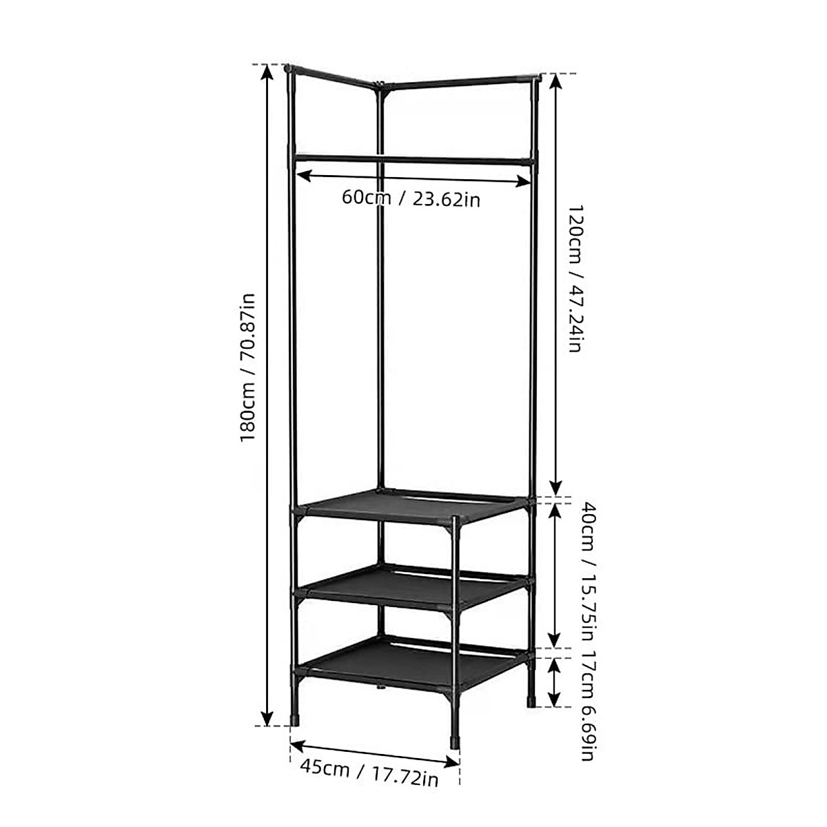 DOUBAO Corner Coat Rack Multi-Function Floor Standing Clothes Hanger Racks Removable Metal Clothing Storage Shelf