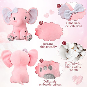 6 Pieces Elephant Stuffed Animals 8 Inch Big Ear Stuffed Elephant Animal Plush Toy Gift for Baby Shower Boys Girl, Woodland Nursery Bed Decor Birthday Party Supplies