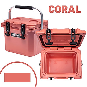 CAMP-ZERO 10L-10.6 Quart Portable Hard Cooler Ice Chest, Perfect for Drinks, Lunch, Beach, Picnics, Boating, Camping and Travel with 2 Molded-in Cup Holders and Folding Aluminum Handle