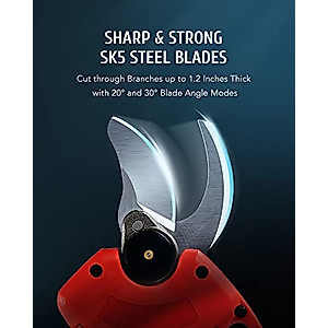 TERRADISE Cordless Electric Pruning Shears, Battery Operated Pruning Shears with 2 Rechargeable Lithium Batteries for Gardening, Professional Tree Branch Pruner, 1.2 Inch (30 mm) Cutting Diameter