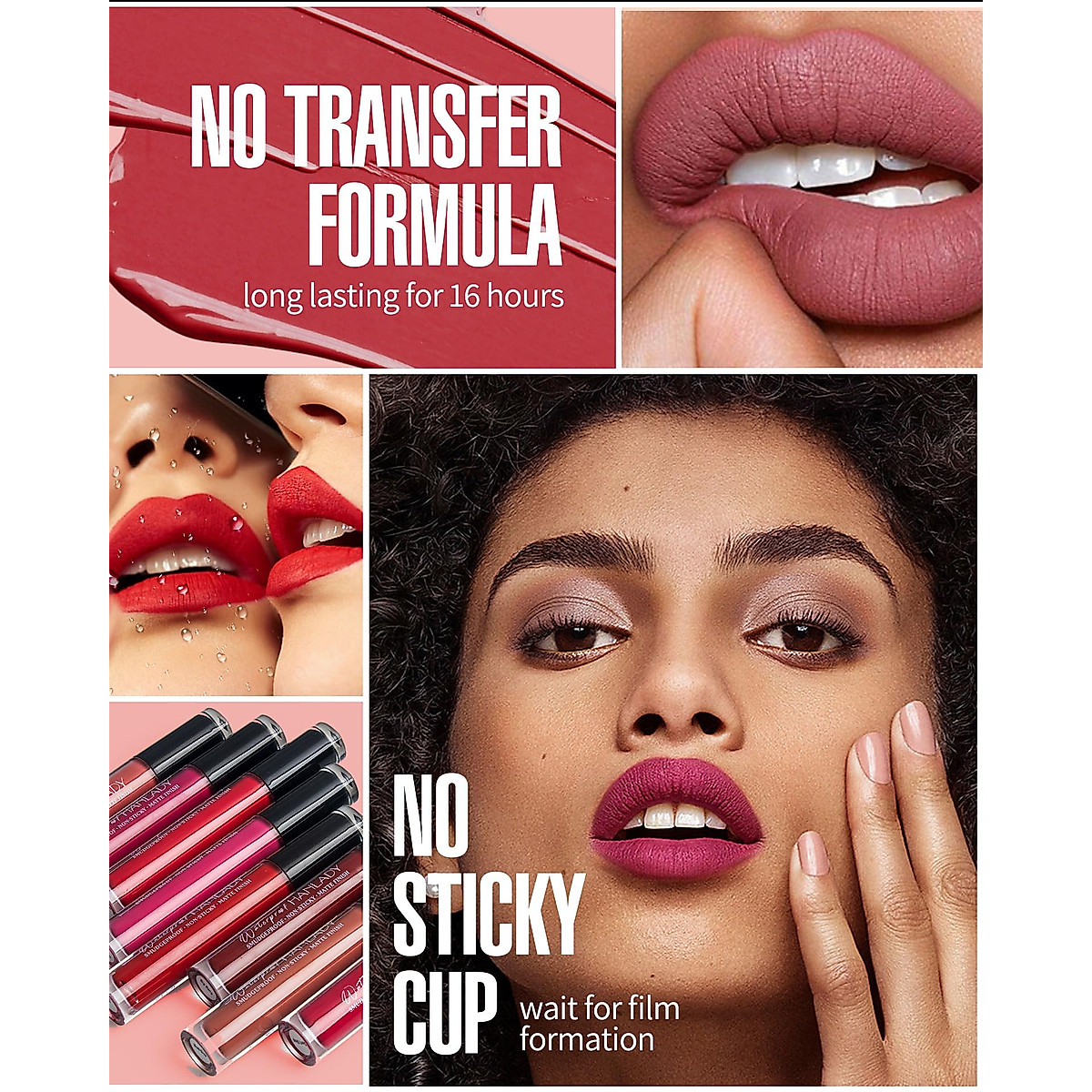 HANLADY Pink Lipstick Matte, Bright Pink Liquid Lipstick Long Lasting for Women, Smudgeproof Lipsticks Color Stay Lip Stain No Transfer No Smear, Vegan & Cruelty-Free (901 Cool Pink)