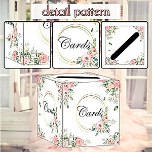 HEIPINIUYE Pink Floral Card Box Floral Gift Card Box Holder Wedding Card Box Money Box Card Box Holder for Wedding Baby Shower Bridal Shower Birthday Party Favor Table Centerpiece Decoration
