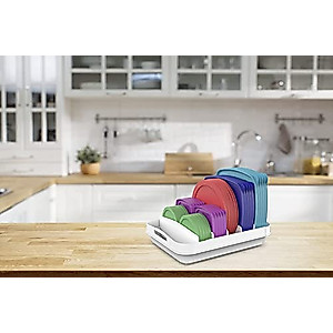 EVERIE Extendable Food Container Lid Organizer Compatible with 12'' Deep Cabinets, 13.4" - 20.5" Adjustable Length, GS01-SS