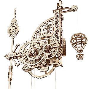 UGEARS Wooden 3D Puzzles for Adults Aero Clock - Mechanical Puzzles For Adults, Wall 3D Clock Puzzle with Pendulum Model Kit - DIY Miniature Kit Crafts For Adults - Gift for Dad, Men, Family - 320 Pcs