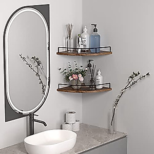Yelinkws Corner Shelf Wall Mount,Set of 2 Floating Corner Shelves, Corner Wall Shelves with Fence,Rustic Corner Floating Shelves,Wood Corner Shelves(12inch)