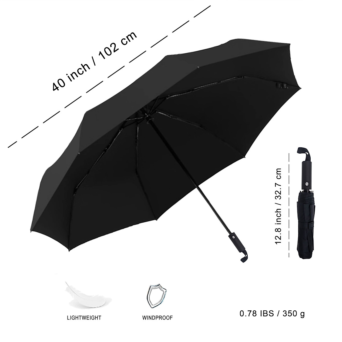 Pumi-geous Automatic Travel Umbrella Windproof Lightweight Strong Compact 8Ribs Collapsible Backpack Umbrella Suit For Adult (Light Purple)