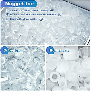 OUTGAVA Nugget Ice Maker Countertop Compact Ice Making Machine with Auto-Cleaning Function, 44Lbs in 24 Hours,Portable Pellet Ice Maker Machine with Ice Scoop and Basket for Home/Office/Bar/Party