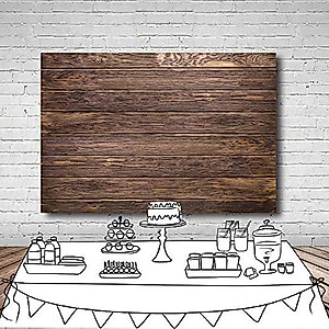 LYWYGG 7x5ft Thin Vinyl Brown Wood Backdrop Photographers Retro Wood Wall Background Cloth Seamless CP-19
