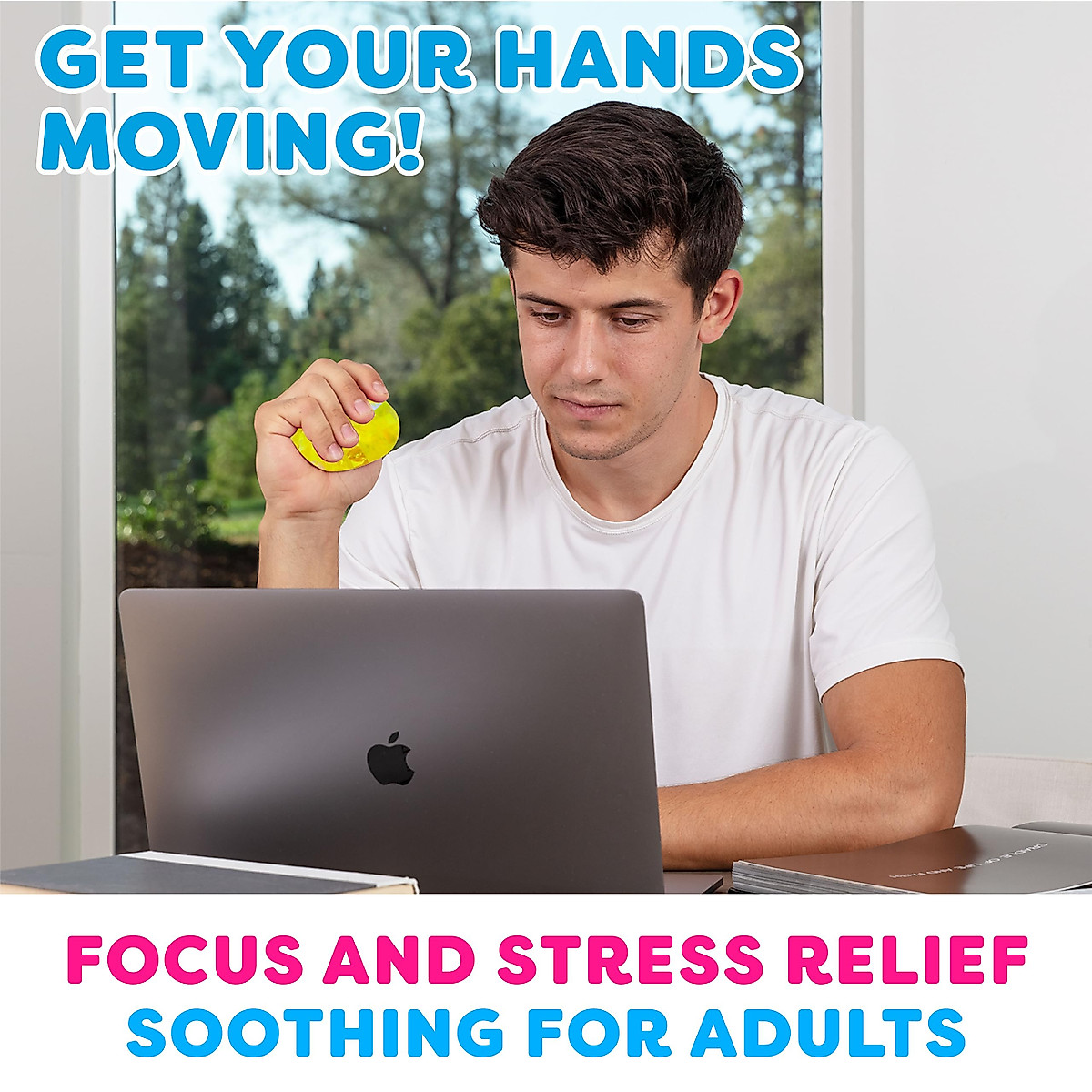 Power Your Fun Arggh Glitter Mini Stress Balls for Adults and Kids - 3pk Squishy Stress Ball Fidget Toys, Sensory Toys and Stress Relief Mini Squishy Toys Squeeze Ball Toy (Yellow, Pink, Blue)