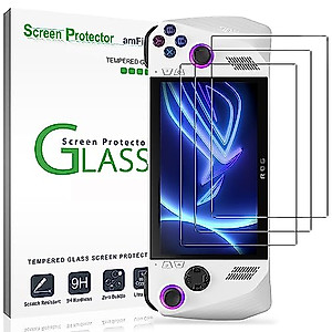 amFilm 3 Pack Screen Protector for ASUS ROG Ally Handheld 7 inch 2023, Tempered Glass, Transparent Ultra HD, Anti-Scratch, Anti-Fingerprint