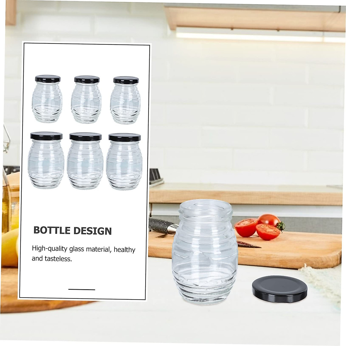 YARNOW 6pcs Honey Bottle Household Bottles Sauce Jars with Lids Kitchen Accessories Storage Bottles Mel Dispenser Portable Mel Bottles Glass Mel Bottles Salad Dressing Bottles