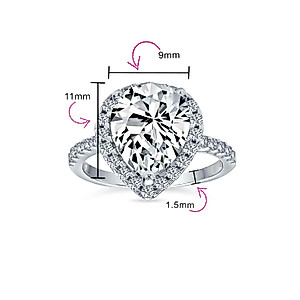 Big 7CT AAA CZ Halo Pear Shaped Statement Solitaire Teardrop Statement Engagement Ring For Women .925 Sterling Silver Cubic Zirconia Pave Thin Band