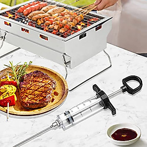 Tri-Sworker Plastic Meat Injector Kit for Smoker with 2 Flavor Food Syringe Needles, Ideal for Injecting Marinade into Turkey, Meat, Brisket; 1-OZ; Including Paper User Manual, Recipe E-Book (PDF)