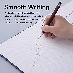 MiSiBao 0.5mm Black Ink Gel Ink Rollerball Pens 2 in 1 Medium Point Pens with Stylus Work Pen Smooth Writing for Office (Black Ink 18-pack 0.5mm Red)