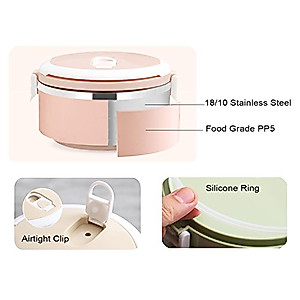 WORTHBUY Lunch Box Stainless Steel, Insulated Compartment Lunch Container For Hot Food, Spoon & Fork Set, Lunch Bag For Adults(Bpa-Free, 3-Tier)