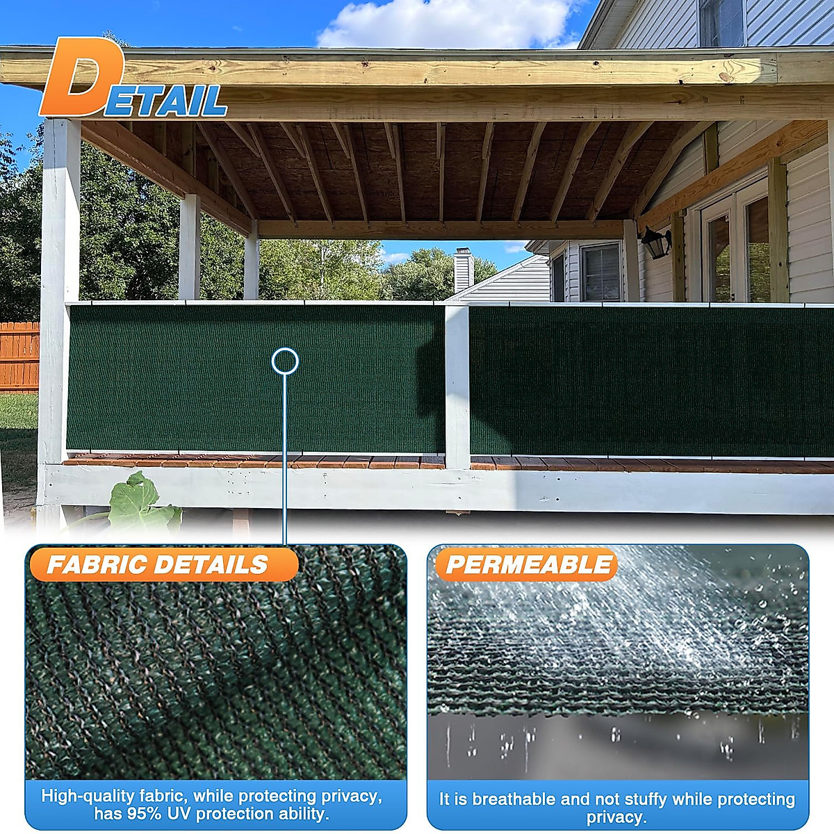TANG Sunshades Depot 6x15' Ft Green Sunscreen Shade Fabric Roll 95% U*V Block Privacy Screen Windscreen Shade Cloth Mesh Fabric Raw Roll No Grommets for Outdoor Garden Plant Greenhouse Barn
