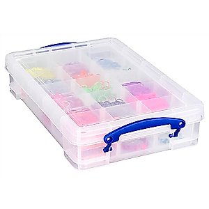 Really Useful Plastic Storage Box 4 Litre Clear with 2 x Hobby Trays