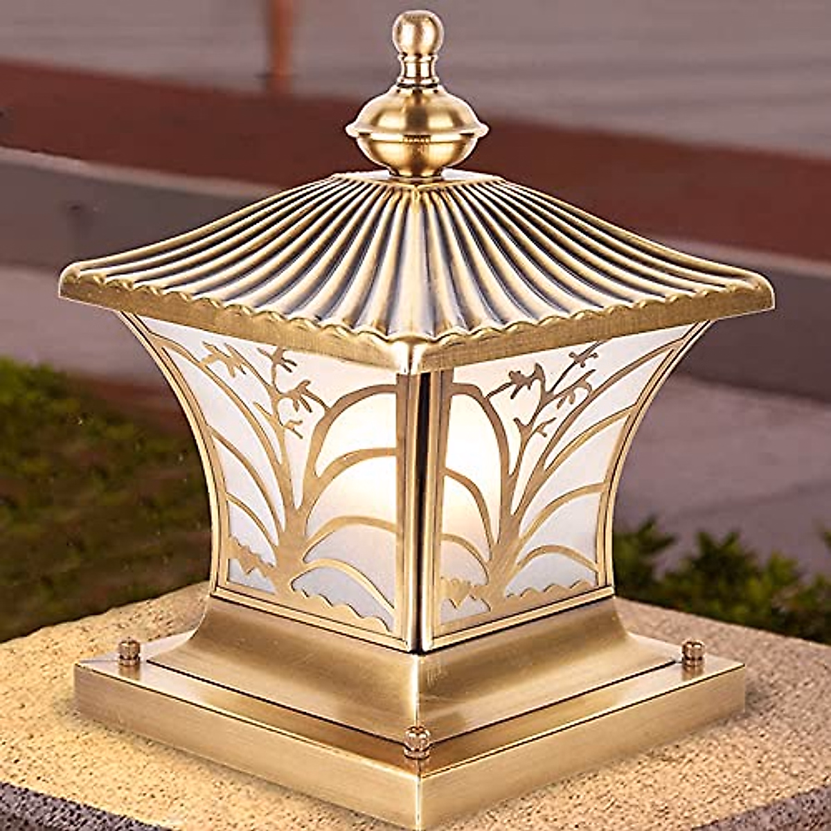 TANKKWEQ Home Garden Outside Stigma Light, Europe Retro Pedestal Lamp Die-cast AluminumLandscape Safety Column Lighting American Fence Lantern E27 Decor
