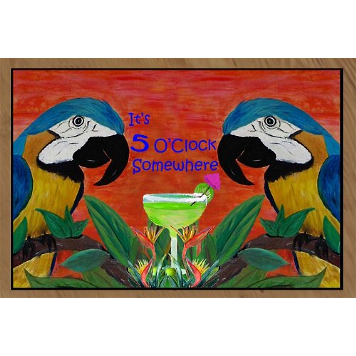 It's 5 O'Clock Somewhere Parrot Head Floor mat (18 x 24)