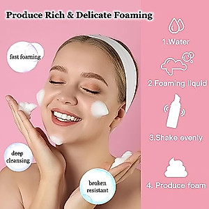 AREMOD 4Pcs 2 oz Lash Shampoo Foaming Bottle Empty Foaming Soap Dispenser Plastic Refillable Travel Pump Bottle for Hand Soap, Shampoo for Toiletries(Pink)